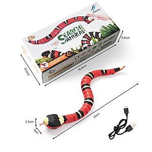 AMCHSURI Electric Snake Toy, Smart Sensing Snake Cat Toy with USB Rechargeable Snake Toy for Cats Snake Toy That Moves Snake Toy for Cat 40cm