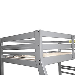 BOWERY HILL Twin Over Full Wood Bunk Bed with 2 Storage Drawers in Gray