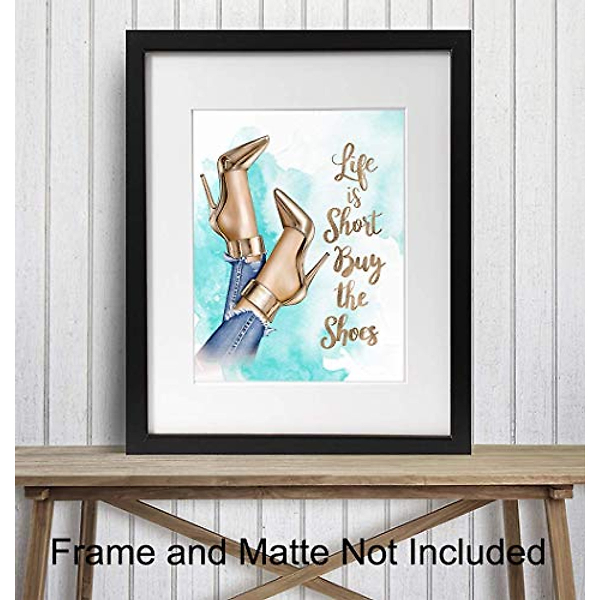 Fashion Design Wall Art - Glam Wall Decor - Luxury Gift for Women, Designer Shoes Fan, Couture Fashionista - Cute Girly Home Decoration for Bathroom, Living Room, Girls Teens Bedroom - Poster Picture