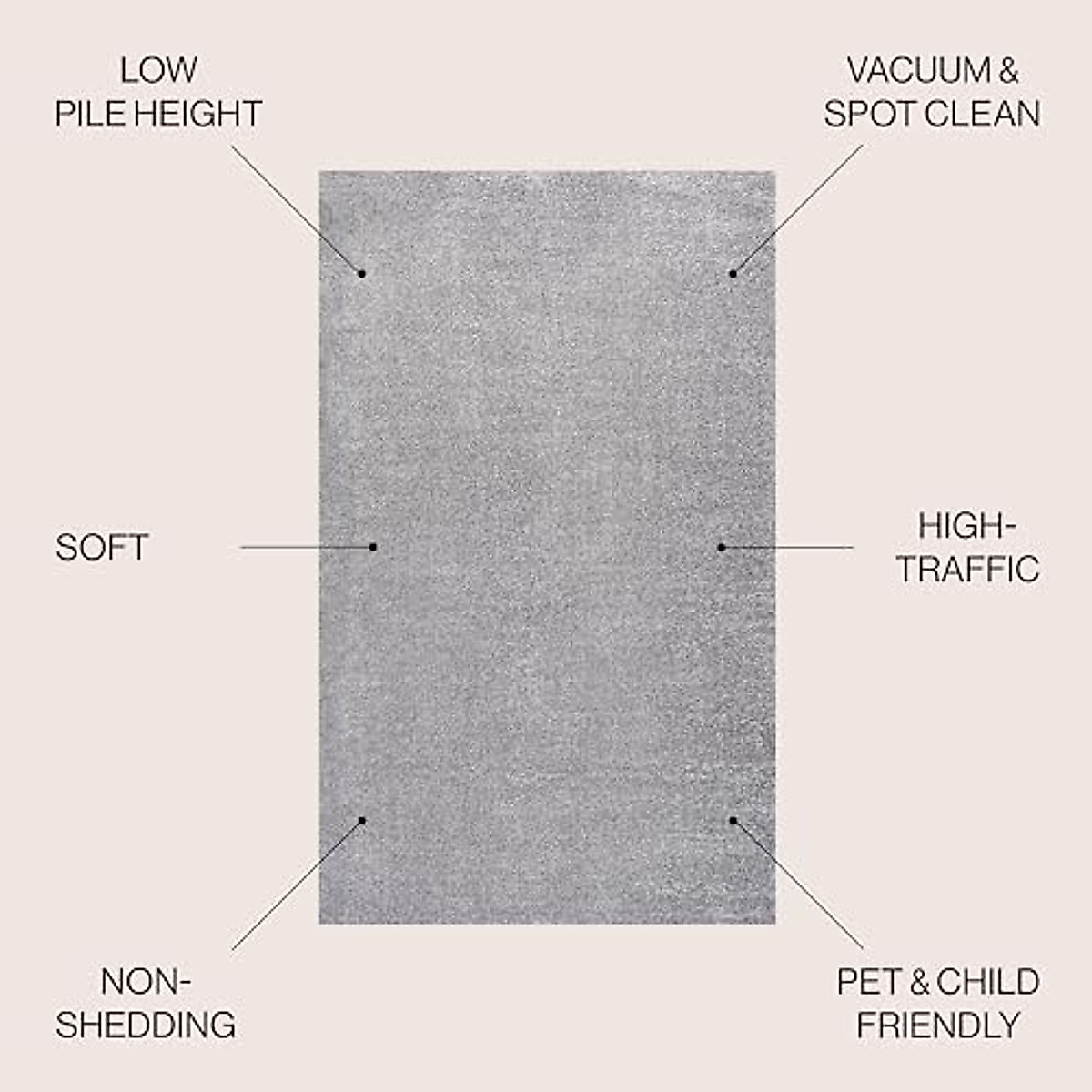 JONATHAN Y SEU100A-8 Haze Solid Low-Pile Indoor Area-Rug Casual Contemporary Solid Traditional Easy-Cleaning Bedroom Kitchen Living Room Non Shedding, 8 ft x 10 ft, Grey