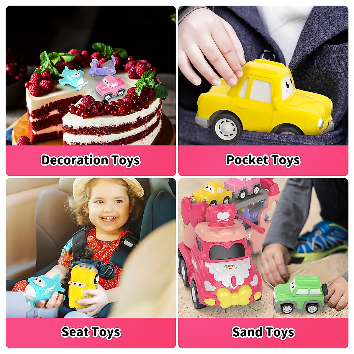 newcrave Toys for 1 2 3 Year Old Girl Truck, 7-in-1 Carrier Truck Cars Toys for Girl, Toddler Girls Toys Age 1-2 2-3, Princess Toy with Light & Sound, Easter Birthday Gifts for 1 2 3 Year Old Girls