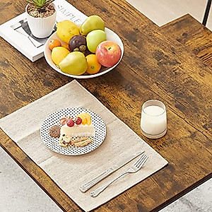 KIVENJAJA Dining Table Set for 4, 5-Piece Industrial Metal Wood Rectangle Kitchen Table and 4 Chairs for Dining Room Kitchen Dinette Breakfast Nook Small Space, Rustic Brown