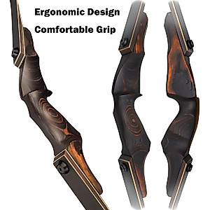 ZSHJGJR Archery 60 Inch Black Hunter Original Recurve Bow and Arrow Set for Adults American Hunting Longbow Archery Bow 25-60lbs Right Handed for Archery Hunting Target Shooting (30lbs, Bow Set)