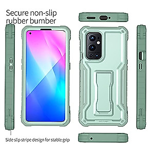 ExoGuard for OnePlus 9 Pro Case, Rubber Shockproof Full-Body Cover Case Built-in Screen Protector and Kickstand Compatible with OnePlus 9 Pro Phone (Green)