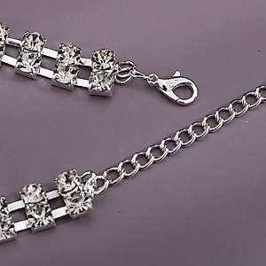 YERTTER Dainty Silver Full Rhinestone Chain Sparkly Collar Chain Choker Statement Tassel Crystal Choker Necklace Adjustable for Party Music Bar Women （Silver 4）