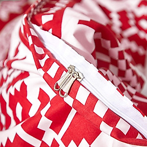 Joyreap 3 Pieces Christmas Duvet Cover Set, Red and White Reindeer Snowflake and Tree Pattern, Soft Breathable Microfiber for All Season, 1 Duvet Cover and 2 Pillow Shams (Full/Queen, 90x90 inches)