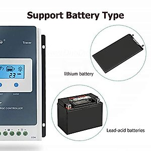 EPEVER 40A MPPT Solar Charge Controller 12/24V DC Tracer-an Series Charge Controller with MT50 Remote Meter &Temperature Sensor &RS485 Cable fit for Lithium, Sealed, AGM Battery Negative Grounded