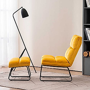 MCombo Accent Chair with Ottoman, Velvet Modern Metal Legs, Club Chair Lounge Sofa Couch for Living Reading Room Bedroom 0014 (Yellow)