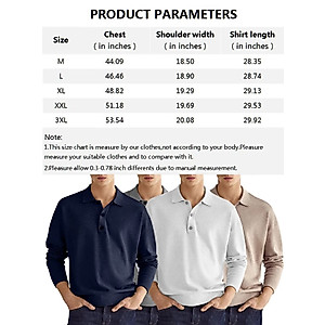 Mens Outdoor Polo Shirt Thick Golf Pullovers Long Sleeve Skin Friendly Thermal Fabric 2XL Grey