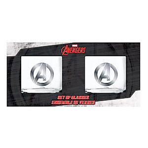 Marvel Glass Set - Avengers Logo - Collectible Gift Set of 2 Glasses - 10 oz. Capacity - Classic Design - Sturdy Base
