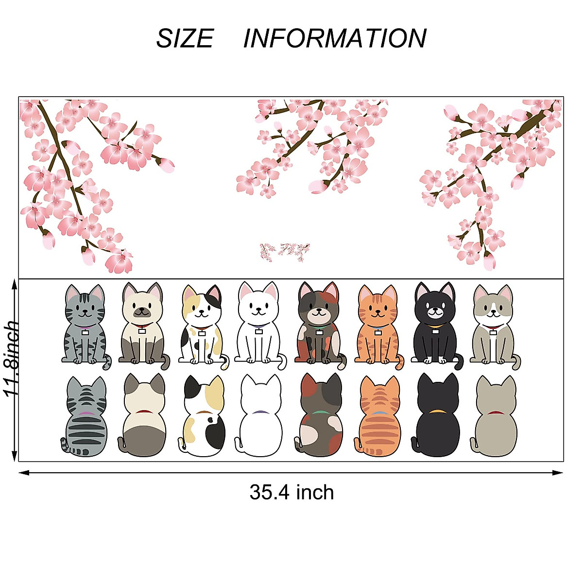 Cute Cat Wall Stickers Peel and Stick Cherry Blossom Wall Decals Kawaii Animal Nursery Wall Decor Baby Kids Bedroom Art Decoration