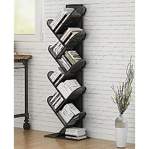 Tall Bookcase Storage Shelf Organizer Bookcase Organizer,Black Metal 9 Tier Corner Bookshelf Tree Bookcase CD Rack Display Large Storage for Bedroom, Living Room
