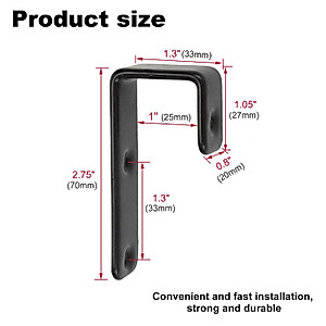 MDPLY 8 Pack Bunk Bed Ladder Hooks, Inside Width 1" Vinyl Coated Iron Heavy Duty J Hook Brackets for Bed Decoration Tool with 2 Size Mounting Screws, 2.75" Length x 1.3" Width (8 Pcak, Black)