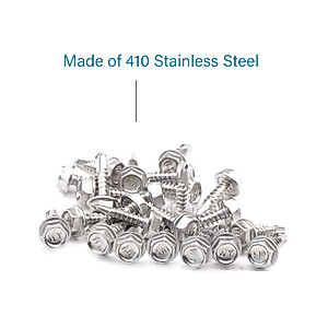 #8 x 3/4" Stainless Hex Washer Head Self Drilling Screws (50pcs), Stainless Steel 410 Fully Threaded Sheet Metal Flanged Hex Screw | by IMSCREWS