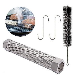 Pellet Smoker Tube, Hexagonal Stainless Steel Portable BBQ Smoking tube Generator Electric Charcoal Gas Grill Smoker
