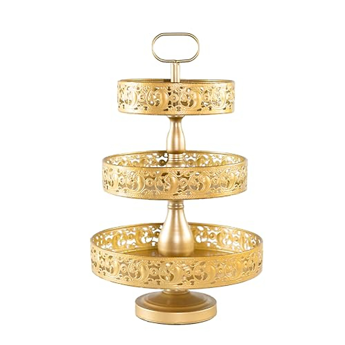 Double-Sided Gold 3 Tiered Decorative Tray, Serving Tray, Cake Stand, Farmhouse Decor, Party Decorations for Celebration, Holiday, Gift