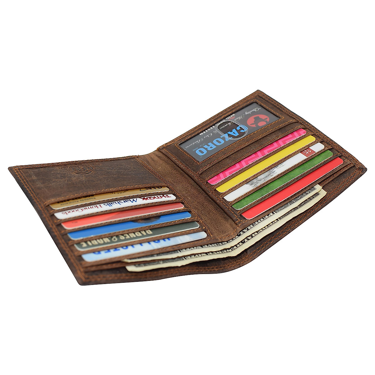 MARSHAL RFID Blocking Bifold Hipster Credit Card Wallet Premium Lambskin Leather (Vintage)