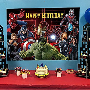 GCH A-vengers Background Marvel Birthday Party Supplies Backdrop Superhero Theme Background Photography for Kids Birthday Banner Boys Birthday Party Decorations Banner Photo Booth Props (5X3FT)
