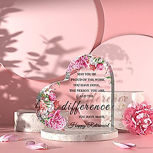 Acrylic Heart Retirement Gifts for Women 2023 Keepsake and Paperweight Retirement Plaque Inspirational Gifts for Retired Table Decoration for Coworker Teachers Nurses Graduation(4 x 4 x 0.4 Inch)