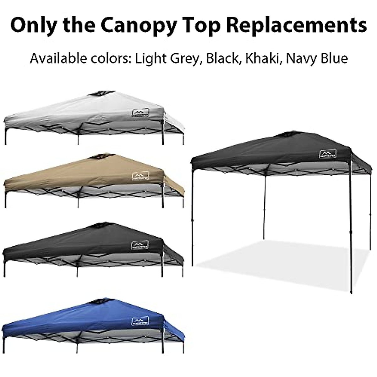 KAMPKEEPER 10x10 Pop Up Canopy Tent Top Replacement Cover Roof with Air Vent, Polyester UV 30 Waterproof for Outdoor Garden Patio Pavilion Sun Shade(Top Only)-Black