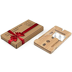 BambuMate Tablet Stand, Adjustable Tablet Holder, Tablet and Phone Holder, Cell Phone Stand Compatible with Smart Phone, Tablet -Natural Bamboo