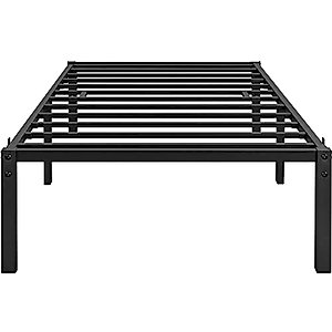 Yaheetech 18 inch Metal Platform Bed Frame Twin with Steel Slat Support and Underbed Storage Space Non-Slip Mattress Foundation No Box Spring Needed Tool-Free Assembly Black