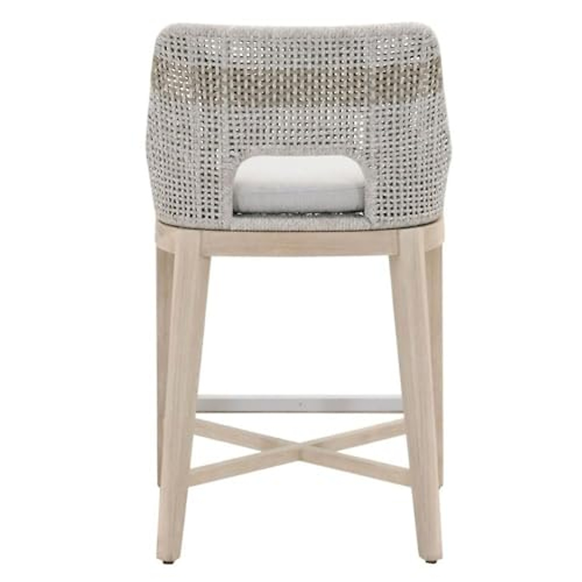 Home Square 3 Piece Upholstered Patio Counter Stool Set in Taupe and White