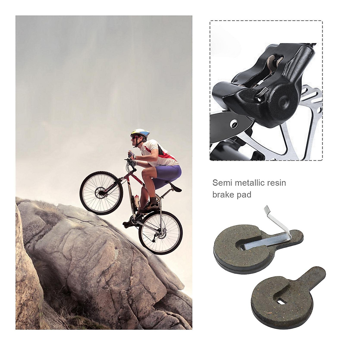 SING F LTD 2 Pairs of Resin Semi Metallic Bike Disc Brake Pads Compatible with Shimano SRAM AVID Hayes MX3 MX4 4mm Thickness Mountain Road Bike Cycling Bicycle MTB Disc Brake Pad