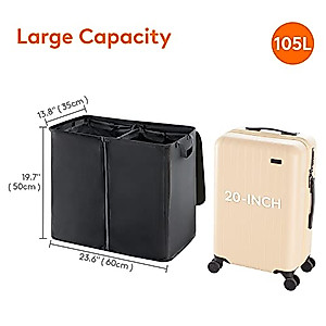 Lifewit 136L Double Laundry Hamper, Bundle with 105L Double Laundry Hamper with Lid and Removable Laundry Bags, Black