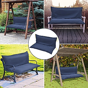 Three Seat Swing Replacement Cushions Only Cover, Anti-Slip Tie Rope Design Bench Cushions Cover for Outdoor Furniture, Zipper Easy to Change Porch Swing Cushions Cover (60"W x 40"D x 4"T, Khaki)