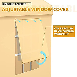 Quictent 10'x20' Heavy Duty Carport Gazebo Canopy Garage Outdoor Car Shelter Beige (with Windows)