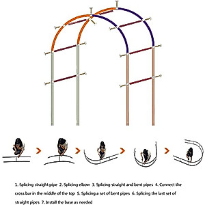 Heavy Duty Garden Arch Large Climbing Plants Support Trellis Pergola Arbour Metal Rose Arches Archway, Anti-Rust Tubular Trellis Arbor, Wedding Arch Flowers Stand,120x220x40CM