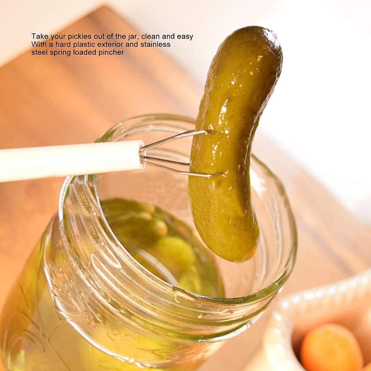 Multifunctional Flexible Olive Pepper Kimchi Food Grabber Gripper Picker Serving Fork, Pickle Pincher for Jar Pickle Olive Forks Serving Forks