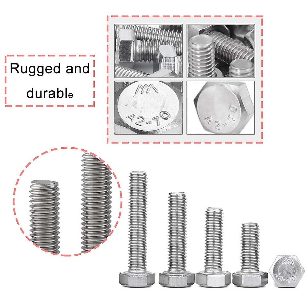 newlng M5 304 Stainless Steel Bolts and Nuts Kit, Hex Flat Head Cap Bolts Screws Nuts Hexagon Socket Head Screw,Heavy Duty Hex Bolts Nuts Assortment, Head Mechanical Parts Combination Box