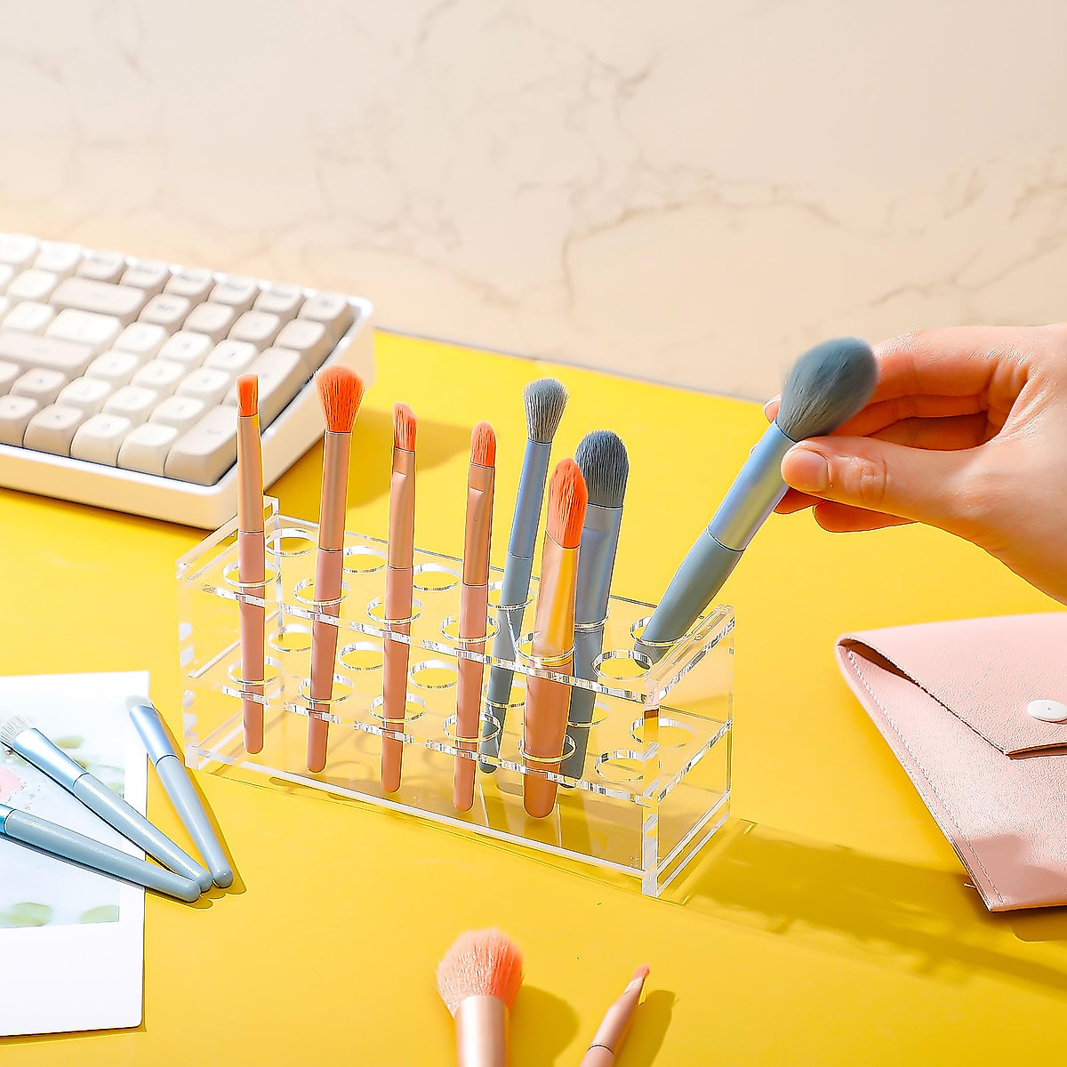 Yoande 2 Pcs Acrylic Test Tube Rack 12 Wells 10ml Acrylic Centrifuge Tube Holder Clear Test Tube Rack 16mm/ 0.63 inch Lab Test Tube Transparent for 10ml Centrifuge Tubes Clear