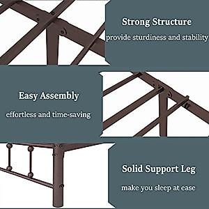 Yalemoll California-King-Bed-Frame and-Headboard - 15 Inch High Metal Platform,No Box Spring Needed,Easy Assembly(Brown)