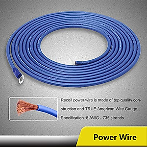 Recoil RCK84 True 8 Gauge Complete 4-Channel CCA Amplifier Wiring Kits with OFC RCA Cable