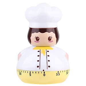 DOITOOL Kitchen Timer Cute Chef Cookie Kitchen Timer Novelty Manual Cooking Timer for Kitchen Alarm Home Desktop Decor (Yellow)