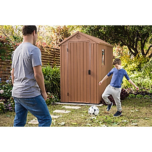Keter Darwin 4x6 Resin Outdoor Storage Shed Kit-Perfect to Store Patio Furniture, Garden Tools Bike Accessories, Beach Chairs and Lawn Mower, Brown
