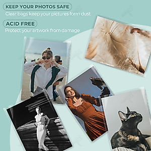 Golden State Art, Pack of 100, Resealable Adhesive Clear Bags with Flap - Fit for 5x7 Mat Matting and Art Prints Bag Size: 5 1/4 x 7 1/8 in