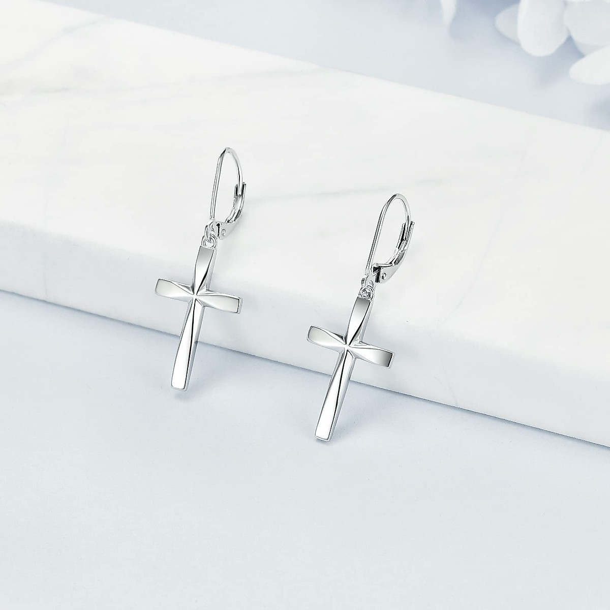 Origami Cross Earrings Sterling Silver Cross Dangle Drop Earring Cross Jewelry Gifts for Women