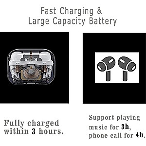 Black Wireless Charging Case Replacement Compatible for Air Pod Pro Charging Case with Bluetooth Pairing Sync Button