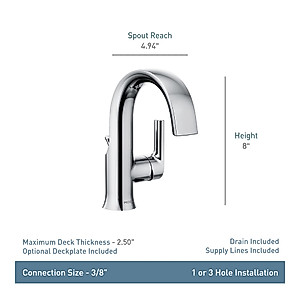 Moen Doux Brushed Nickel One-Handle High Arc Laminar Stream Bathroom Faucet, Modern Bathroom Sink Faucet, S6910BN