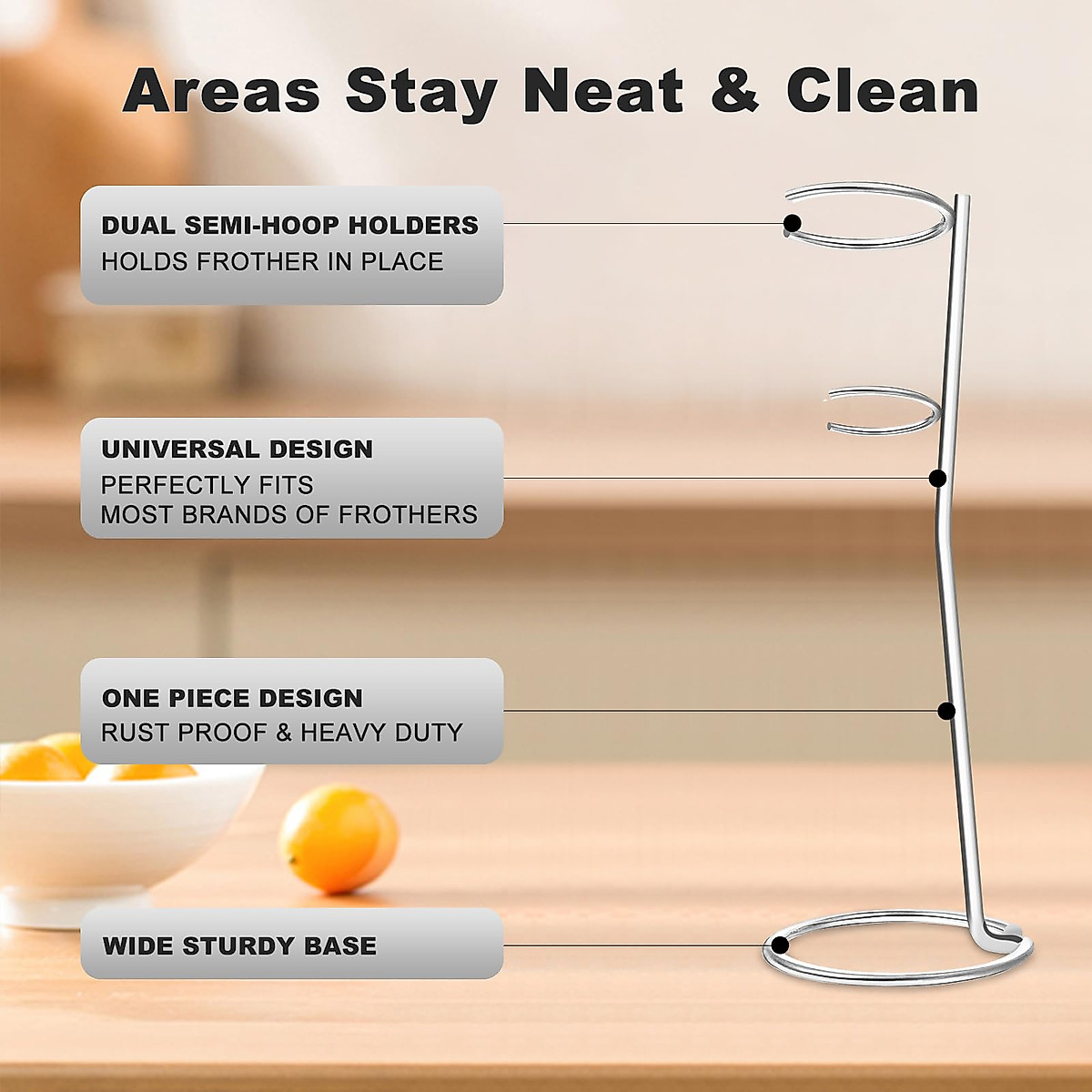 PACAHO Powerful Milk Frother with Stand with Double Whisk, Handheld Electric Foam Maker, Hand Mixer Wand, Portable Mini Blender Foamer Stirrer for Coffee Creamer, Latte, Matcha,Hot Chocolate, Silver