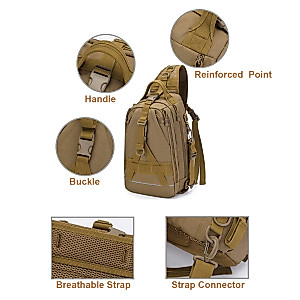BraveHawk OUTDOORS Tactical Fishing Tackle Sling Backpack, 800D Military Nylon Oxford Multipurpose Shoulder Pack