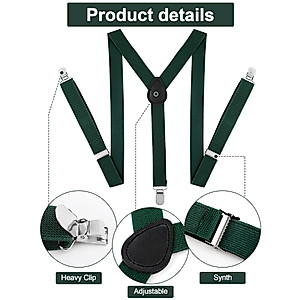 SATINIOR Suspender and Bow Tie Set 80s Clip on Suspenders for Men Women(Green)