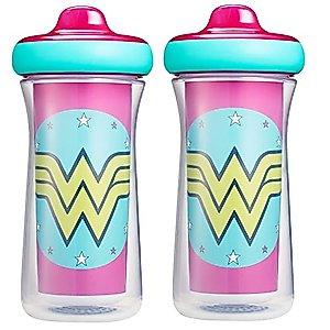 Wonder Woman Insulated Hard Spout Sippy Cups 9 Oz - 2 Pack
