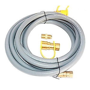 12 Feet 3/8 ID Natural Propane/Natural Gas Hose with 3/8" Female by 1/2" Male, Quick Disconnect Kit for Grill, Griddle, Fire Pit,Generator, Heater and More NG/Propane Appliance