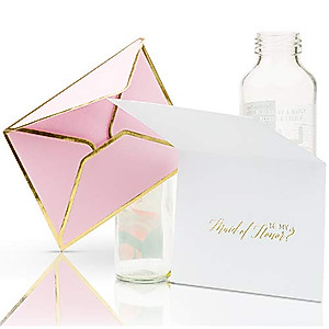 VP Products Bridesmaid Proposal Cards Set of 8 – Will You Be My Bridesmaid+Maid of Honor Card–For Bridesmaid Proposal Box Bridesmaid Gifts - Gold and Rose Gold Foil – Size 4.25 x 5.5” (Pink/Gold)