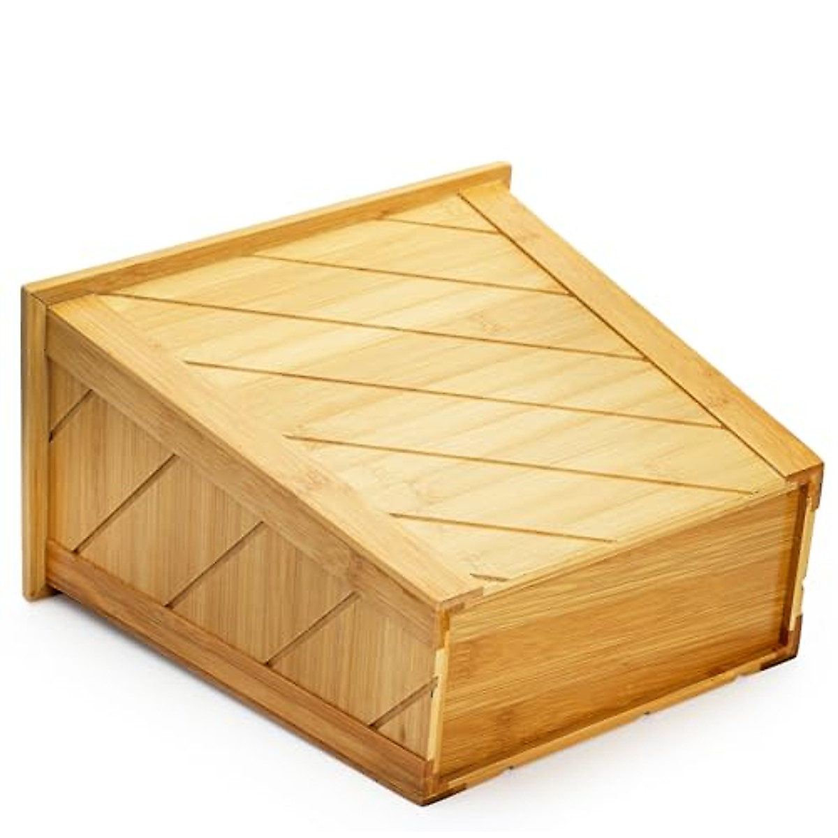 Frcctre Bamboo Waste Basket, Rectangular Compact Waste Trash Can Waste Bin Garbage Built-in Handles Brown Container Bin for Bedroom, Office, Living Room, Kitchen, Bathroom, 11.3"x6.75"x11"